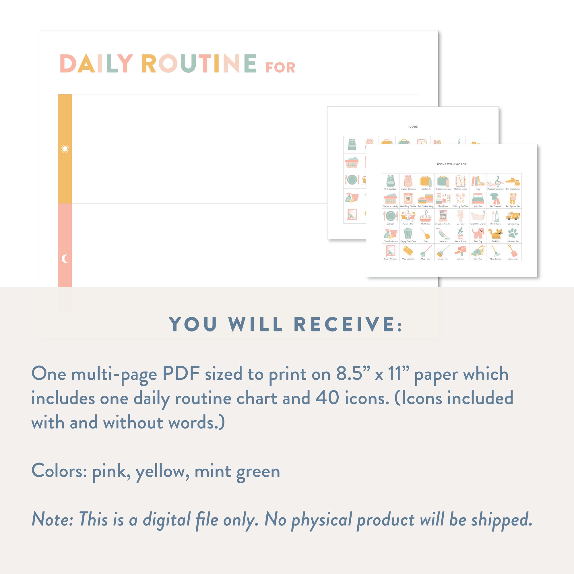 Visual Daily Routine Chart With Pictures, Printable Visual Chart for ...