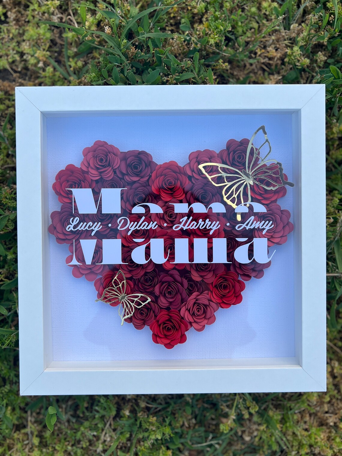 Mom Heart Shaped Monogram Flower Shadow Box | Mom Mothers Day Gift ...