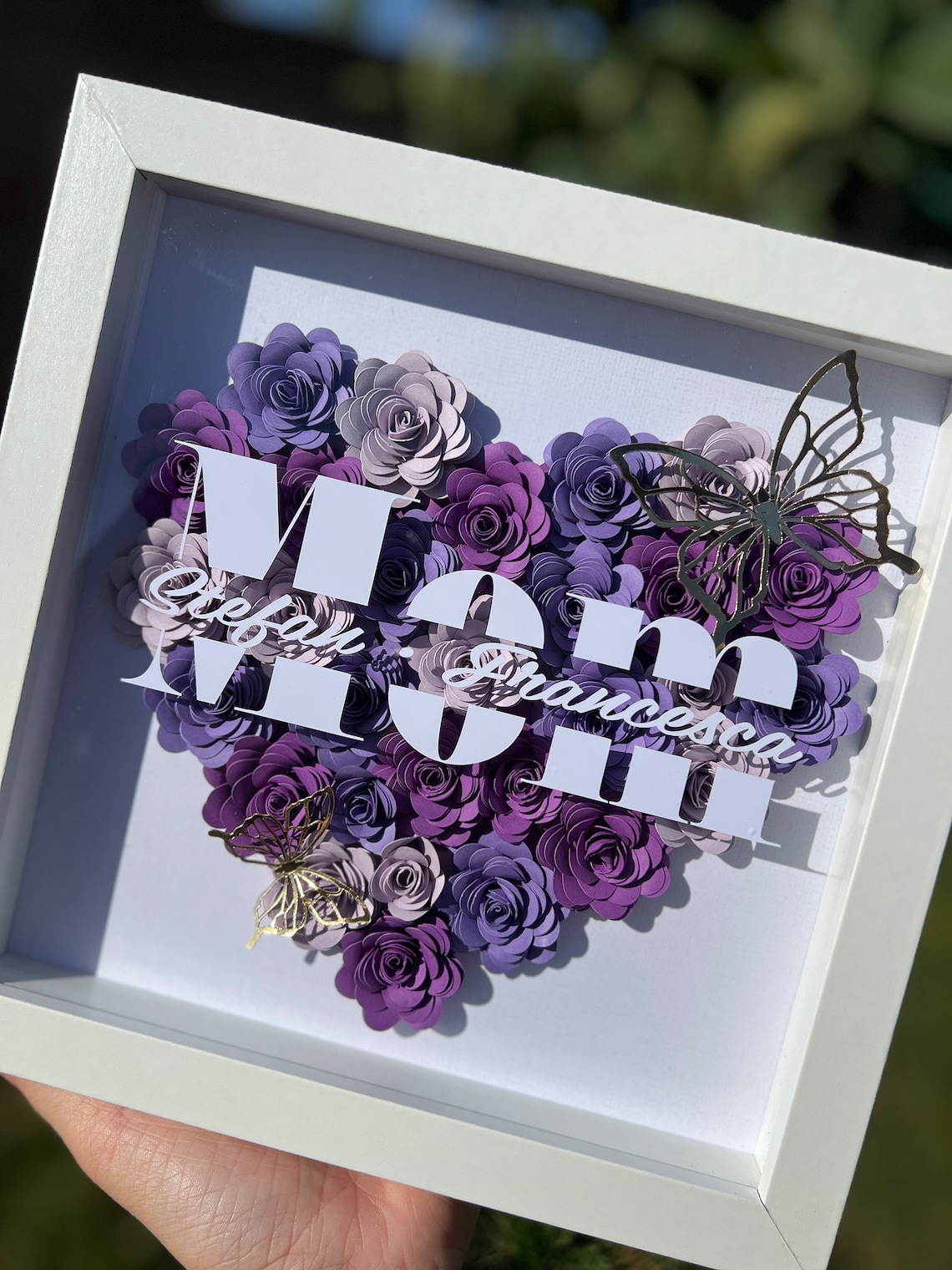 Mom Heart Shaped Monogram Flower Shadow Box | Mom Mothers Day Gift ...
