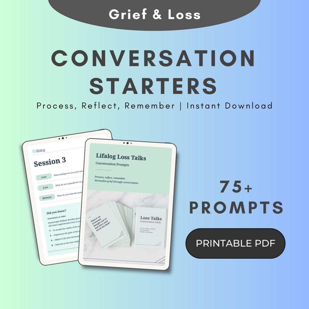 Grief Journal Prompts | Grief Conversation Starters | Grief Therapy ...