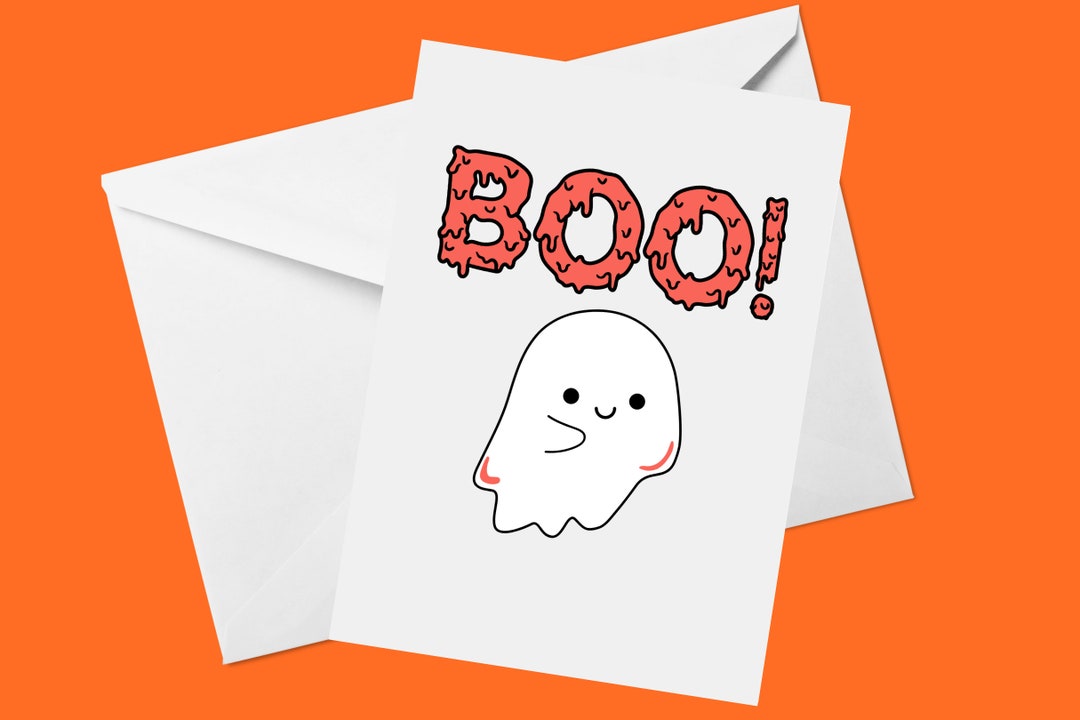 Boo Ghost Card Greeting Card Printable PDF Halloween Card - Etsy