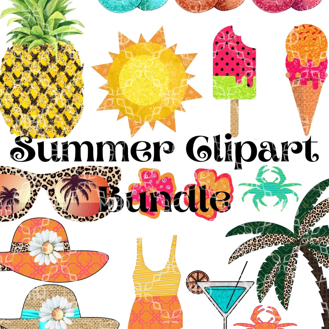 Summer Beach Digital Elements PNG Bundle, Swimming Summer Clipart ...