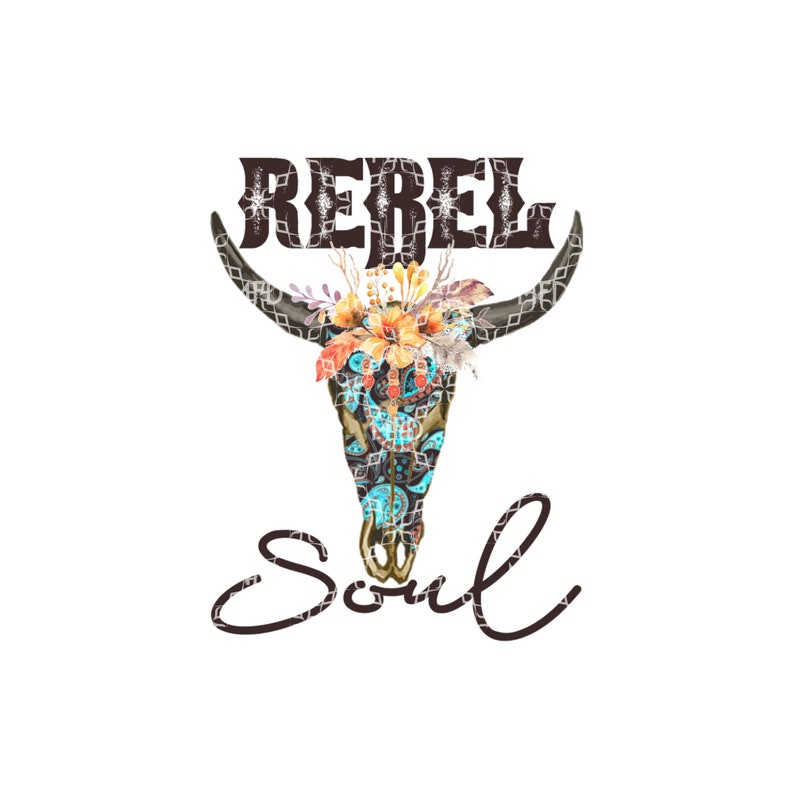 Rebel Soul PNG Western Country Cow Skull Digital Download - Etsy
