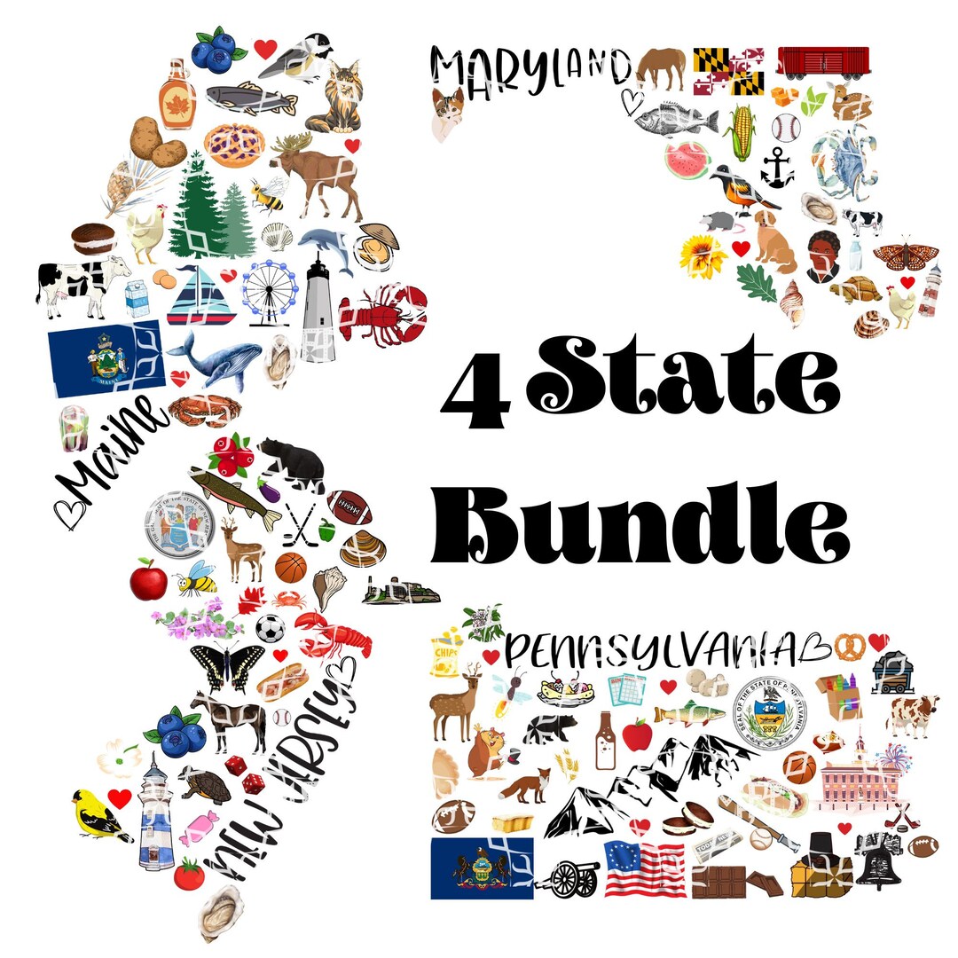 Northeast State Bundle PNG, Pennsylvania, Maryland, New Jersey, Maine ...