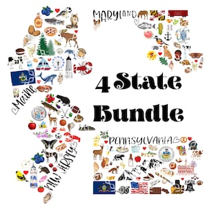 Northeast State Bundle PNG, Pennsylvania, Maryland, New Jersey, Maine ...