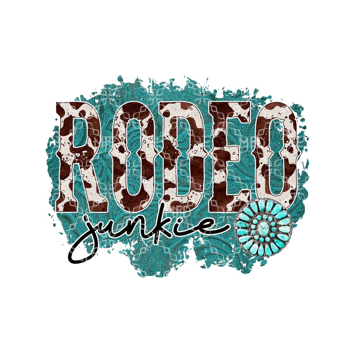 Rodeo Junkie PNG 2 Design Bundle PNG Turquoise Cow Print - Etsy