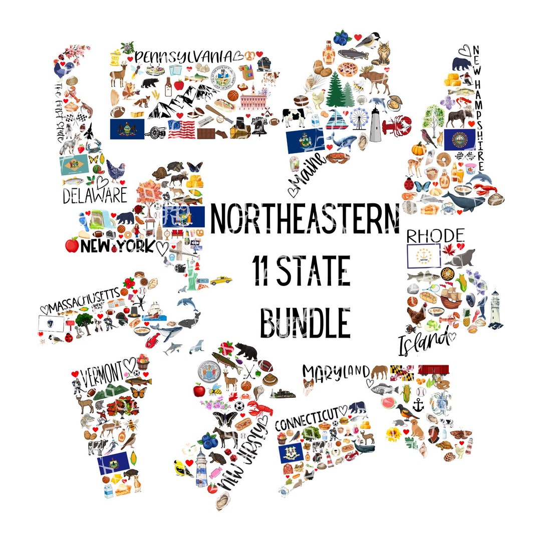 Northeast State Bundle PNG, Pennsylvania Maryland New Jersey Maine ...