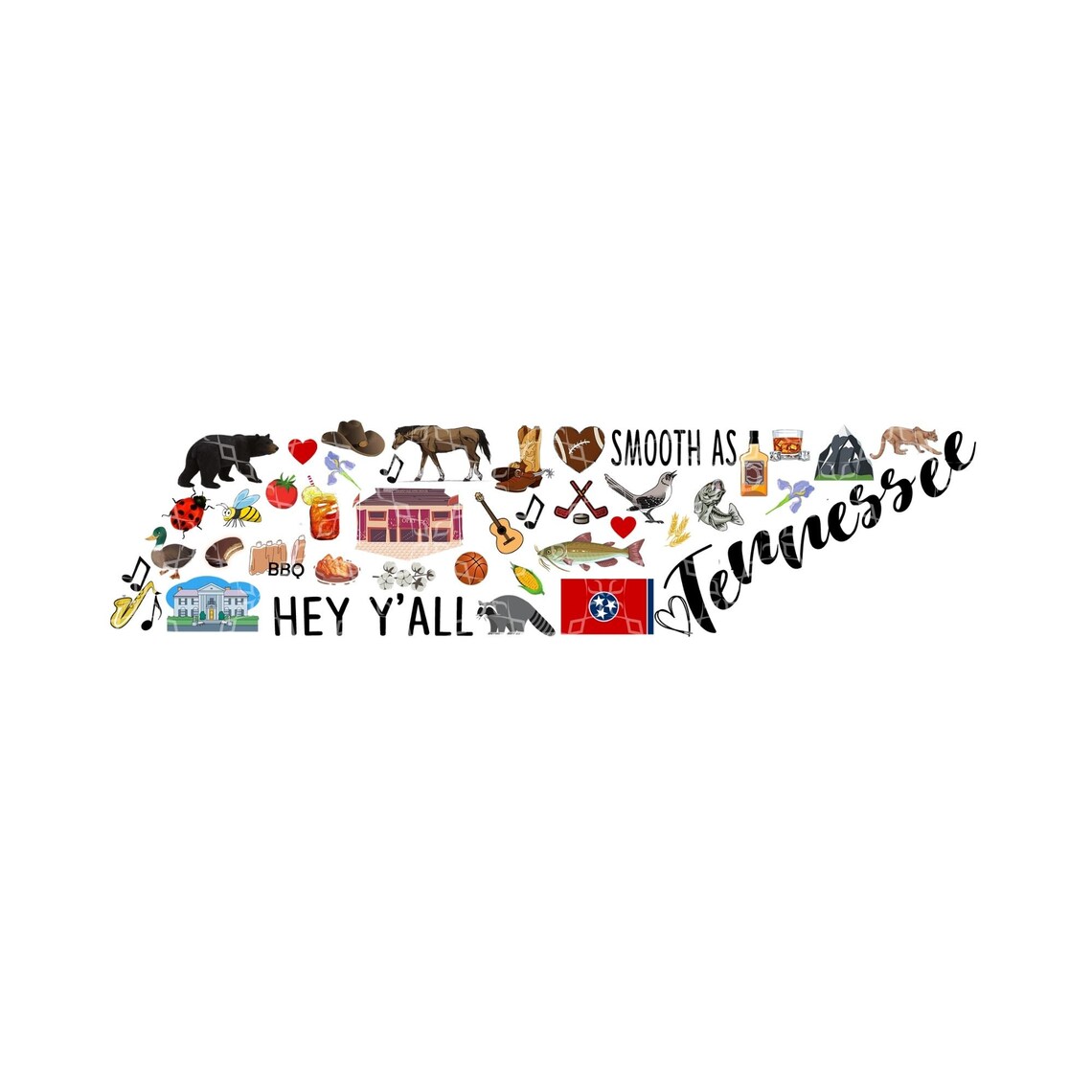 Tennessee PNG State of Tennessee Favorites Symbols Digital - Etsy
