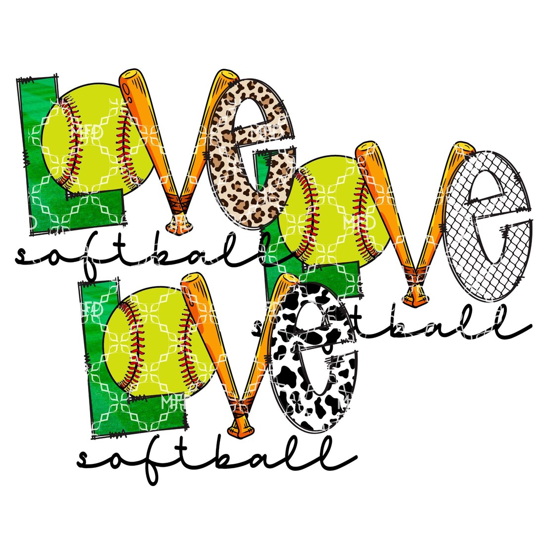 Love Softball Sublimation Transfer, Softball Sublimation Ready to Press ...