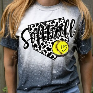 Softball PNG, Softball Heart Digital Download, Home Plate Cow Print ...