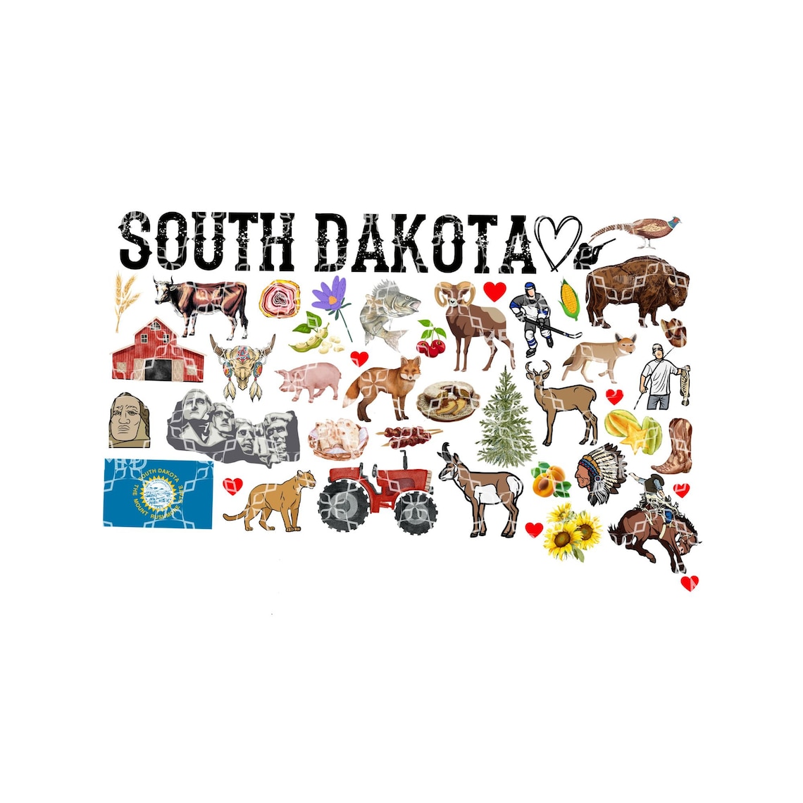 South Dakota PNG, State of South Dakota Digital Download, the Mount ...