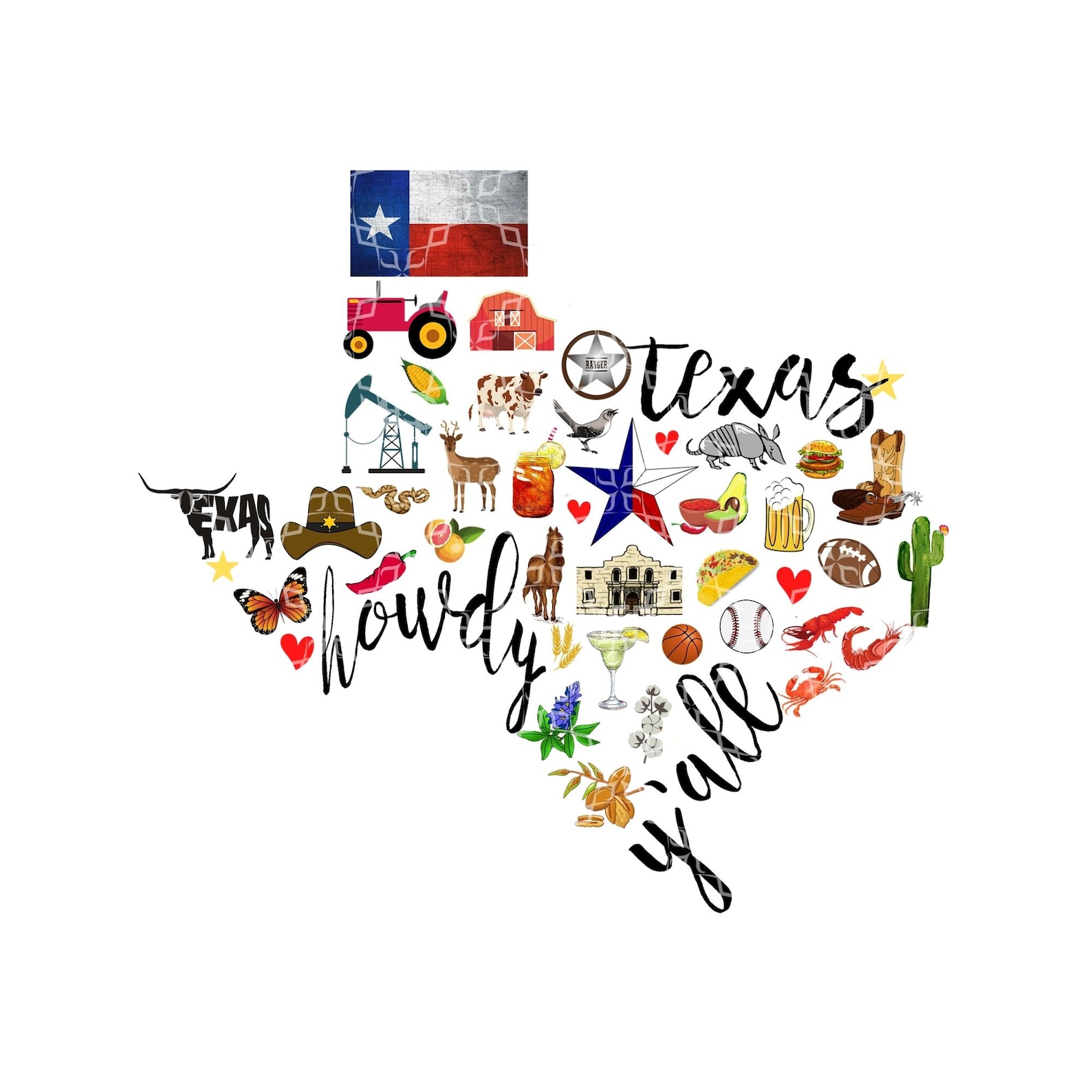 Texas PNG, State of Texas Favorites Symbols Digital Download, Lone Star ...