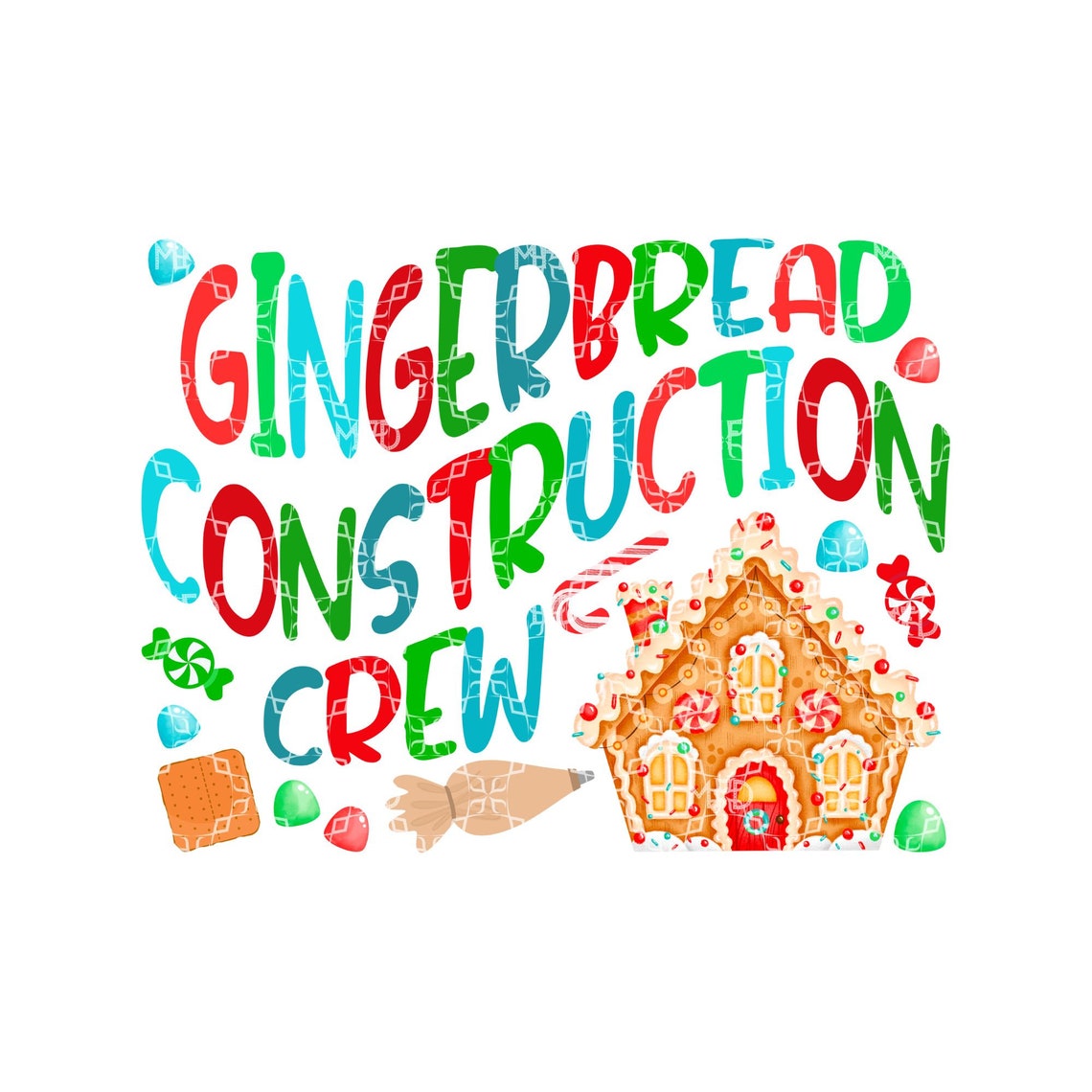 Gingerbread Construction Crew PNG, Gingerbread House Building Digital ...