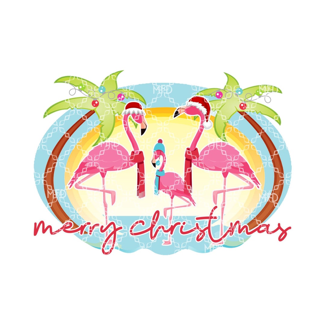Merry Christmas Flamingos PNG, Flamingo Christmas Digital Download ...