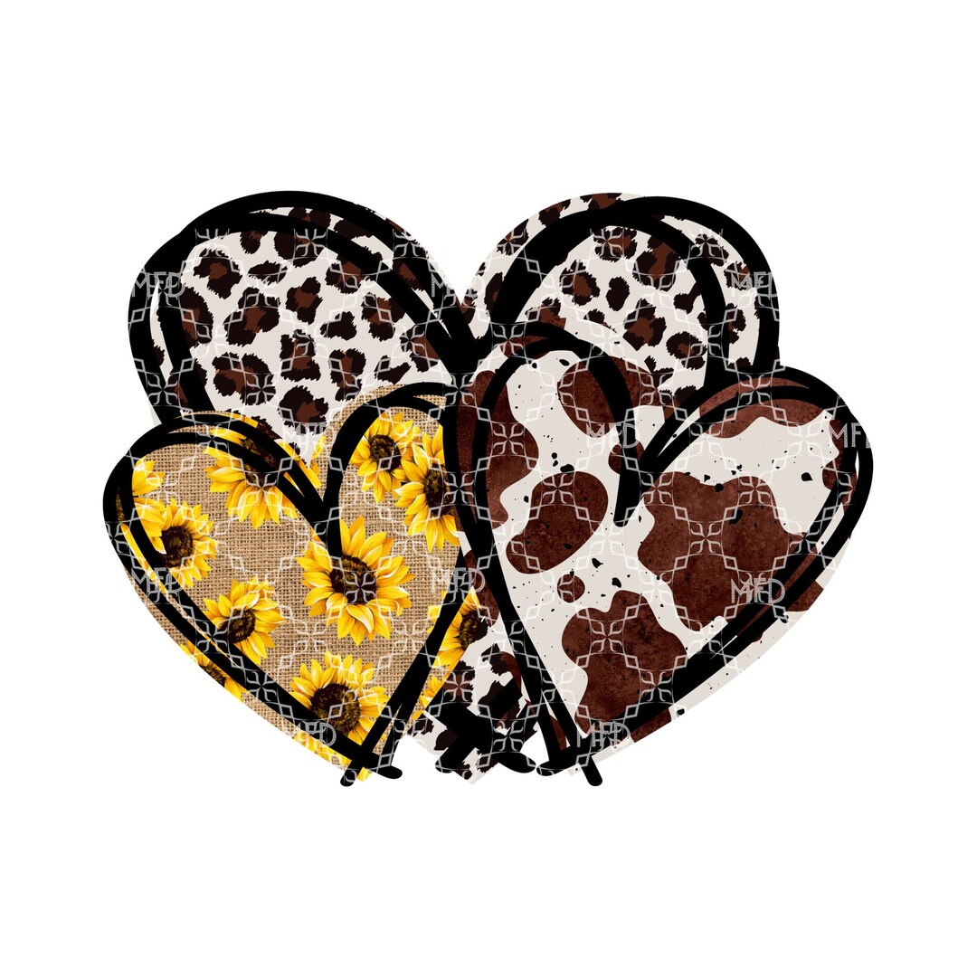 Valentines Day Sublimation Transfer 3 Hearts Sublimation Ready To