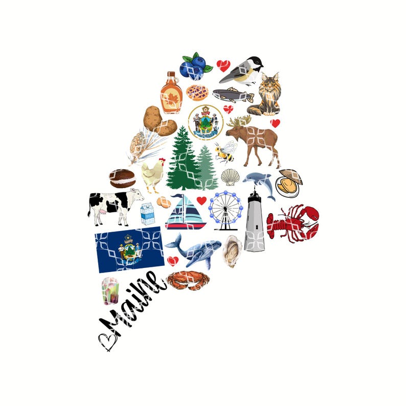 Maine PNG, State of Maine Symbols Digital Download, the Pine Tree State ...