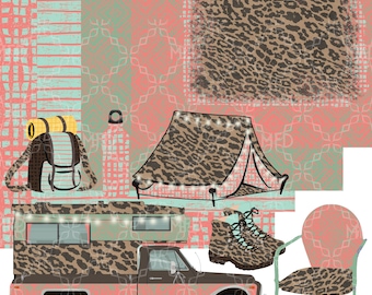 Camping Digital Elements PNG Camping Camper Tent Hiking | Etsy