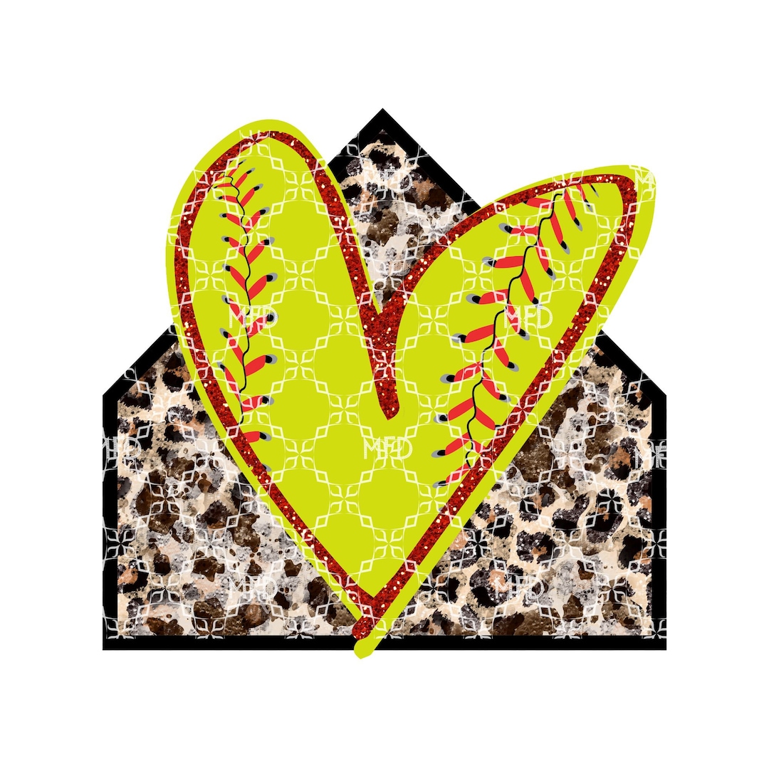 Softball PNG, Softball Heart Digital Download, Home Plate Leopard Cow ...
