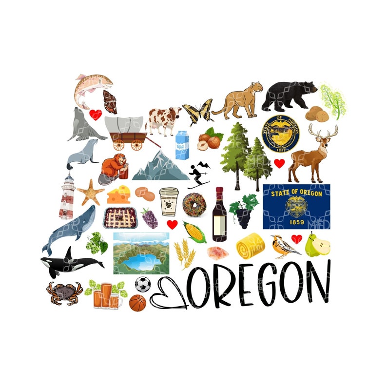 Oregon PNG State of Oregon Symbols Digital Download the - Etsy