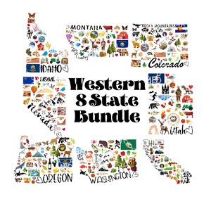 Western State Bundle PNG Washington Oregon California Nevada - Etsy