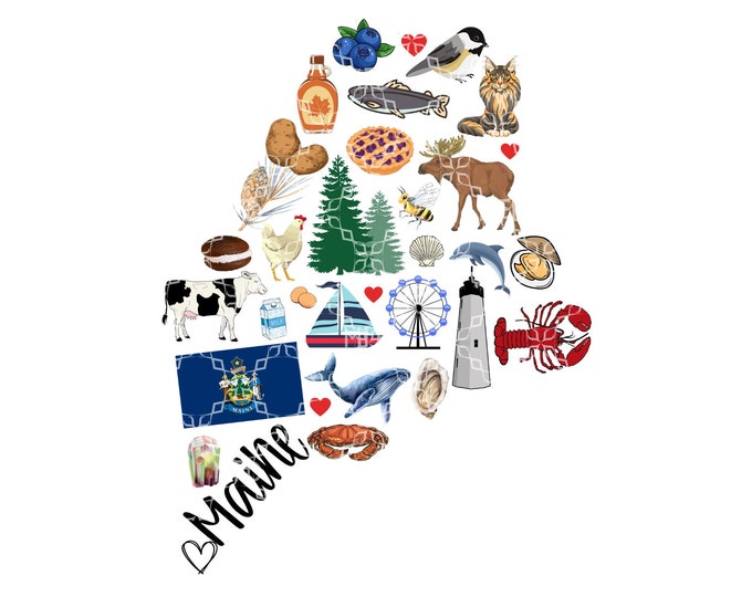 Maine PNG State of Maine Symbols Digital Download the Pine - Etsy