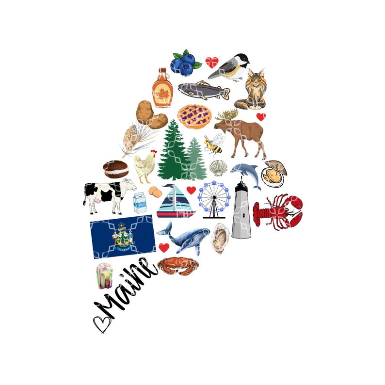 Maine PNG State of Maine Symbols Digital Download the Pine - Etsy
