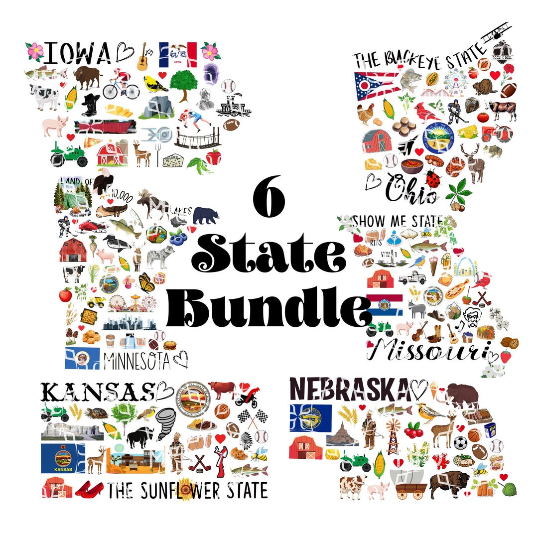 Midwest State Bundle PNG, Minnesota Ohio Kansas Nebraska Digital ...