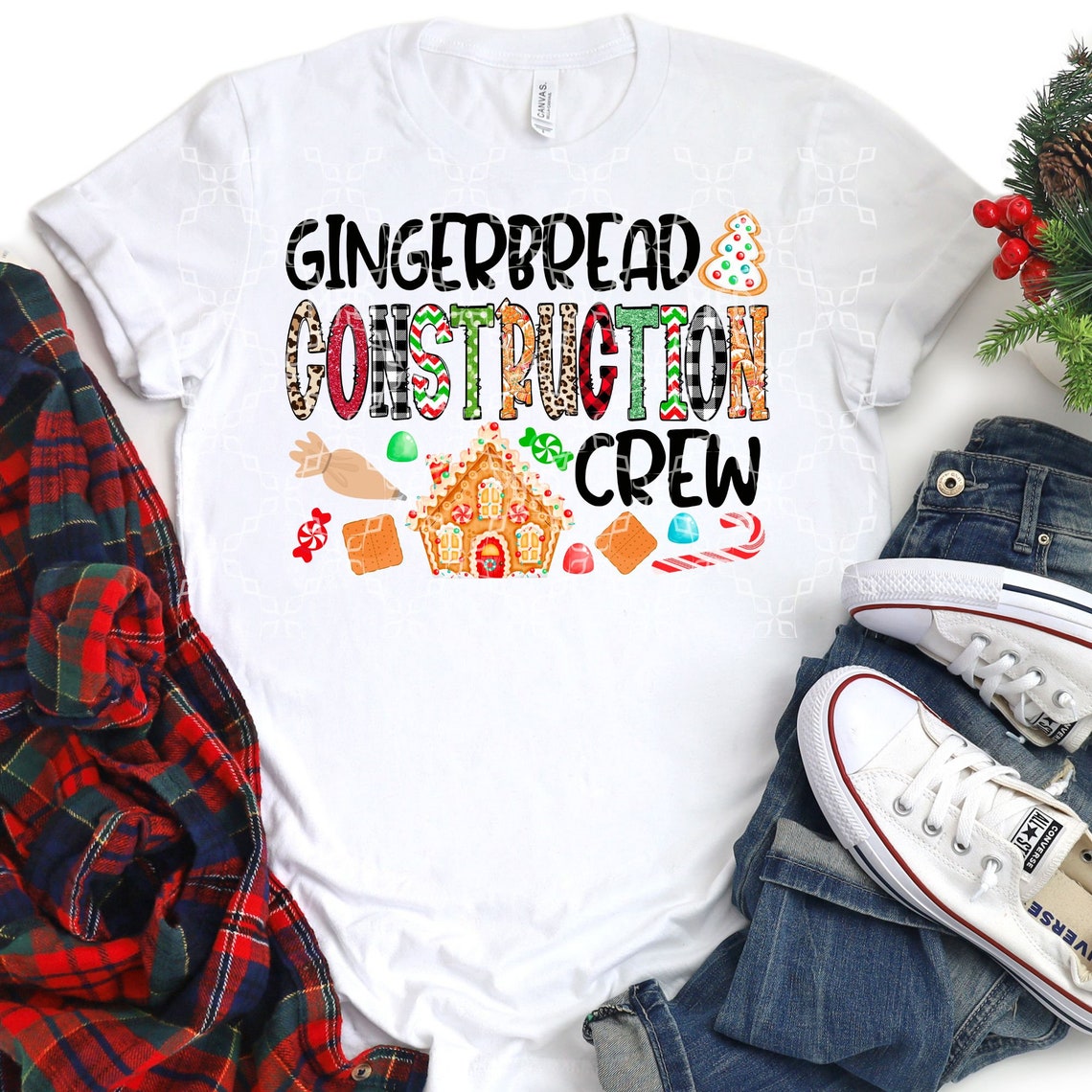 Gingerbread Construction Crew PNG, Gingerbread House Building Digital ...