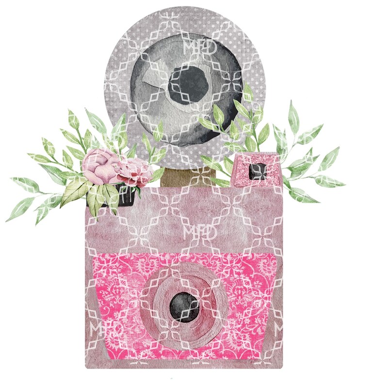 Camera Digital Elements PNG Cameras Leopard Print Floral - Etsy