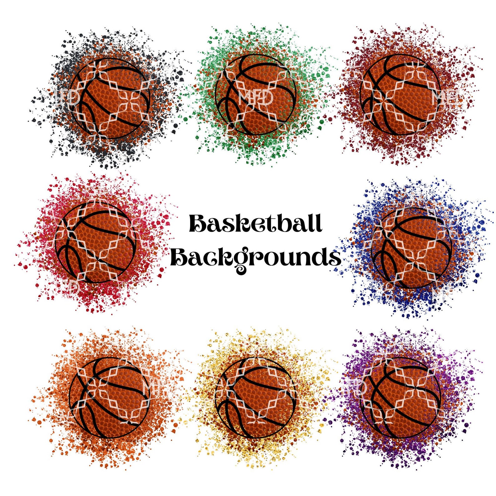 Basketball Backgrounds PNG Basketball Glitter Splash Digital - Etsy