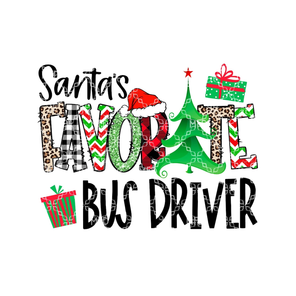Santa's Favorite Bus Driver PNG Merry Christmas Digital - Etsy