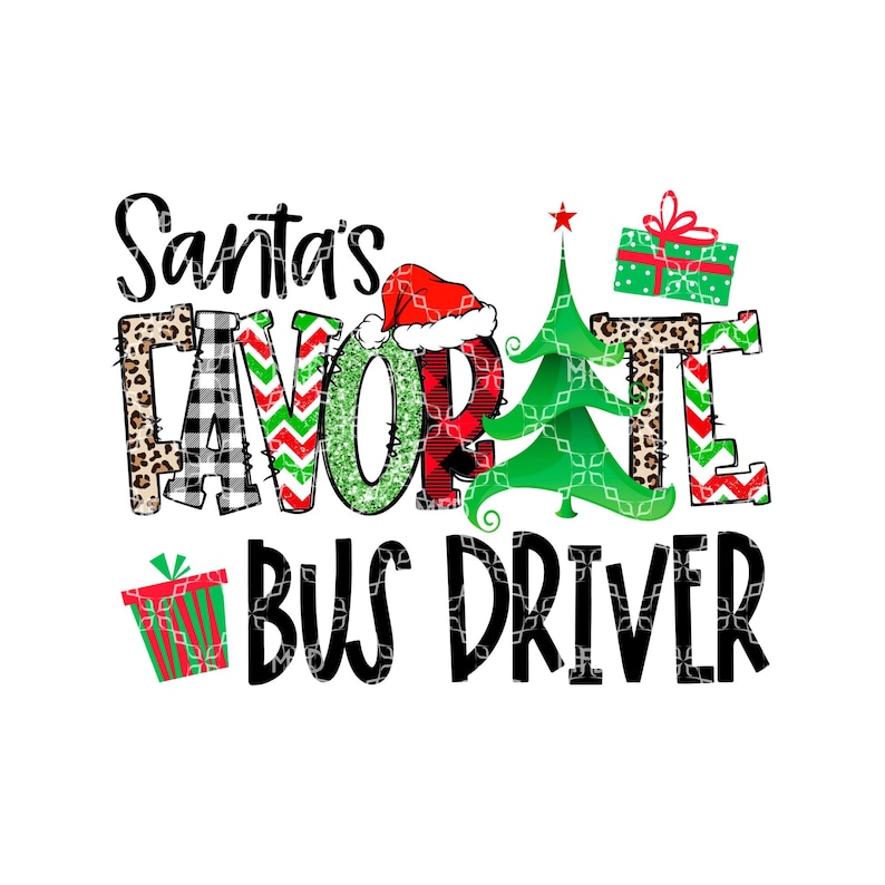 Santa's Favorite Bus Driver PNG Merry Christmas Digital - Etsy