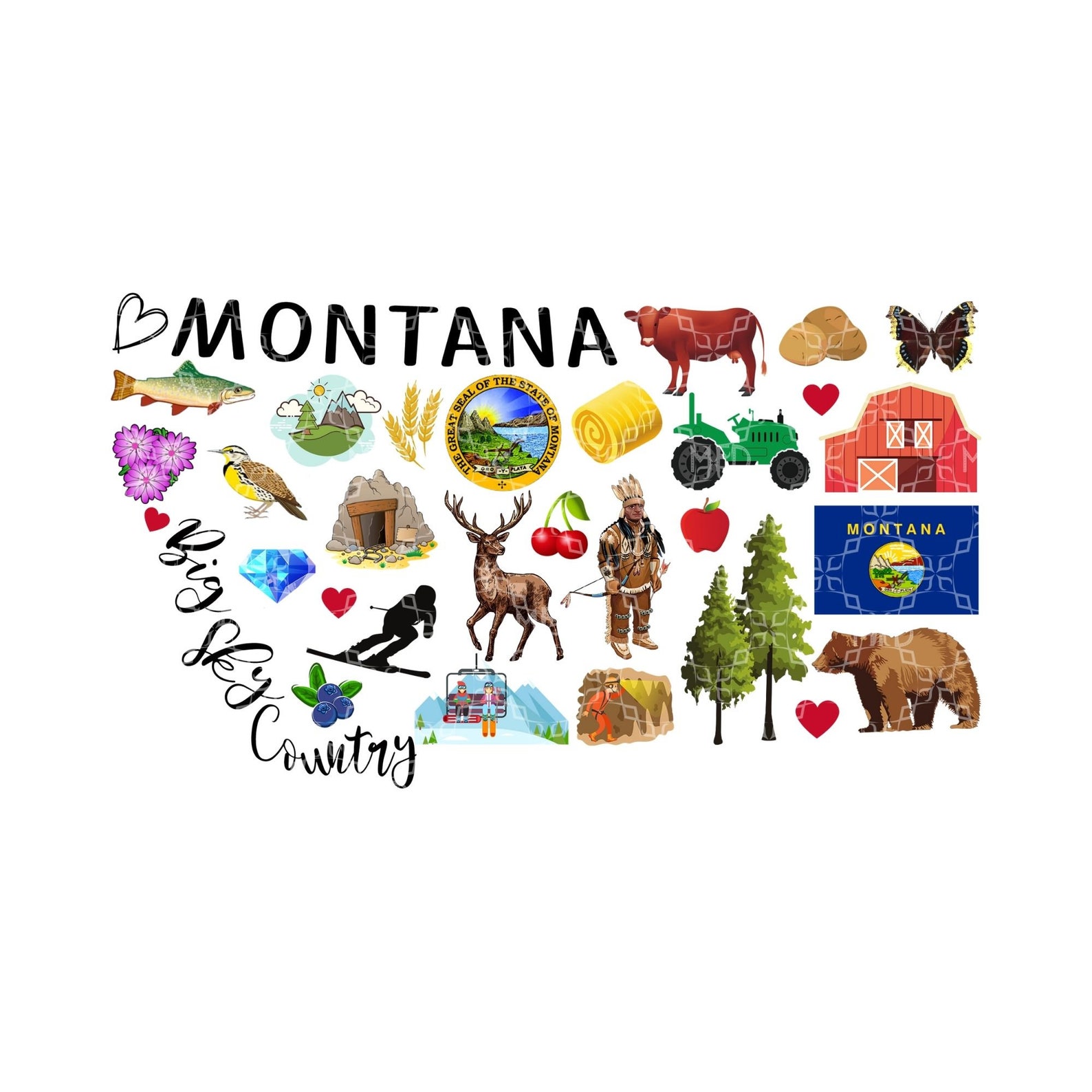 Montana PNG, State of Montana Favorites Symbols Digital Download, Big ...