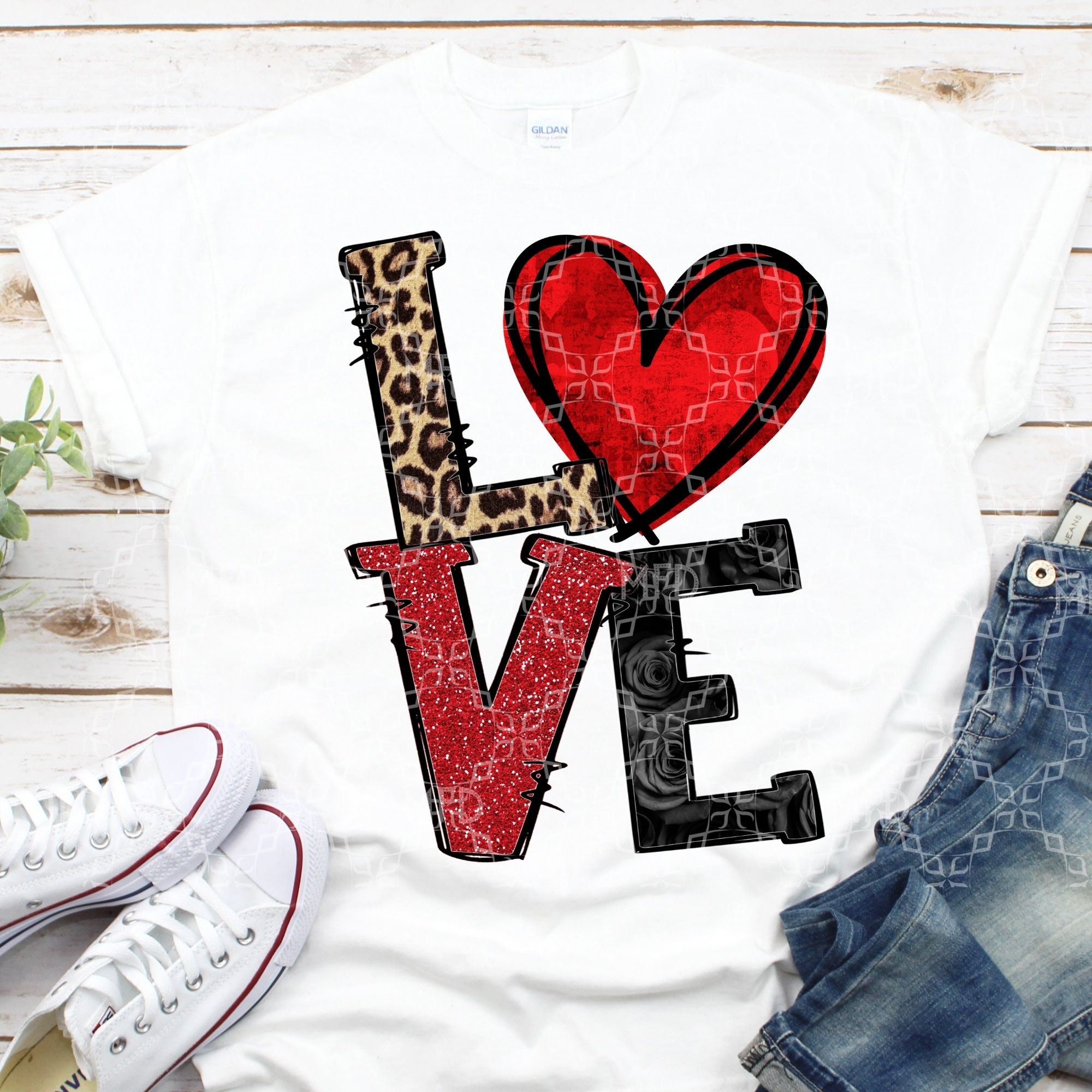 Love Heart PNG, Valentine's Day Digital Download, Hearts, Leopard ...