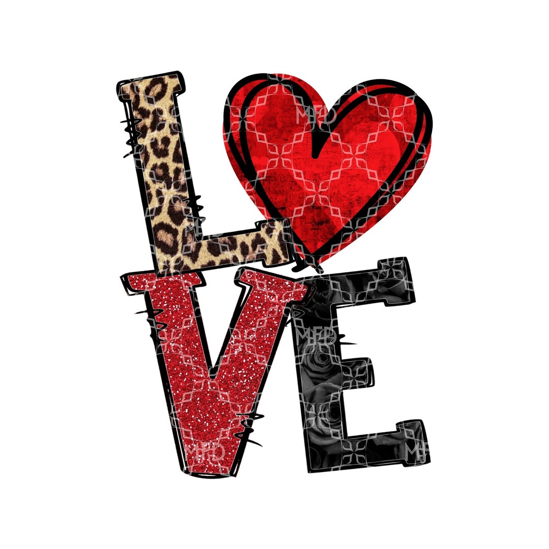 Love Heart PNG, Valentine's Day Digital Download, Hearts, Leopard ...