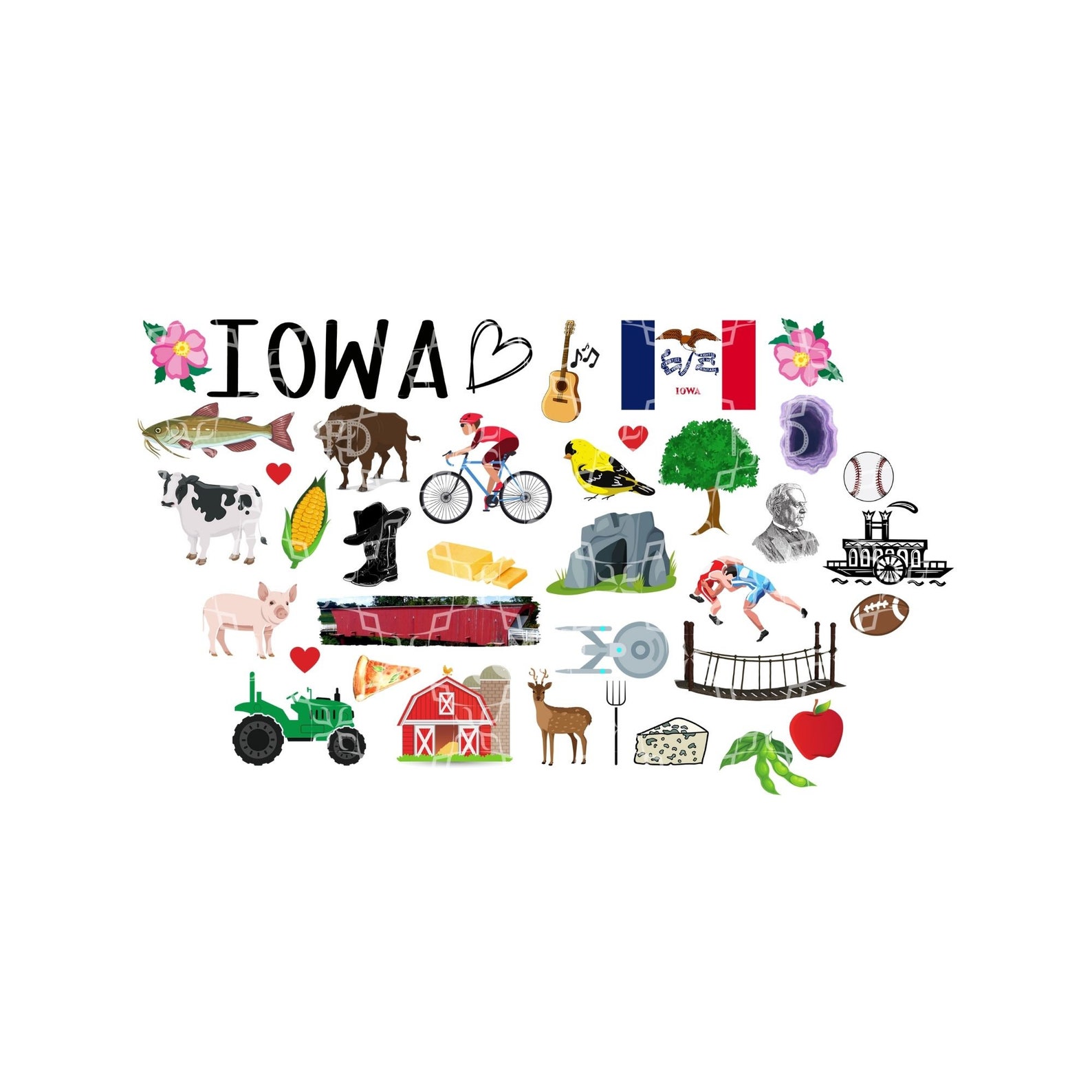 Iowa PNG, State of Iowa Symbols Digital Download, Iowa Favorites ...