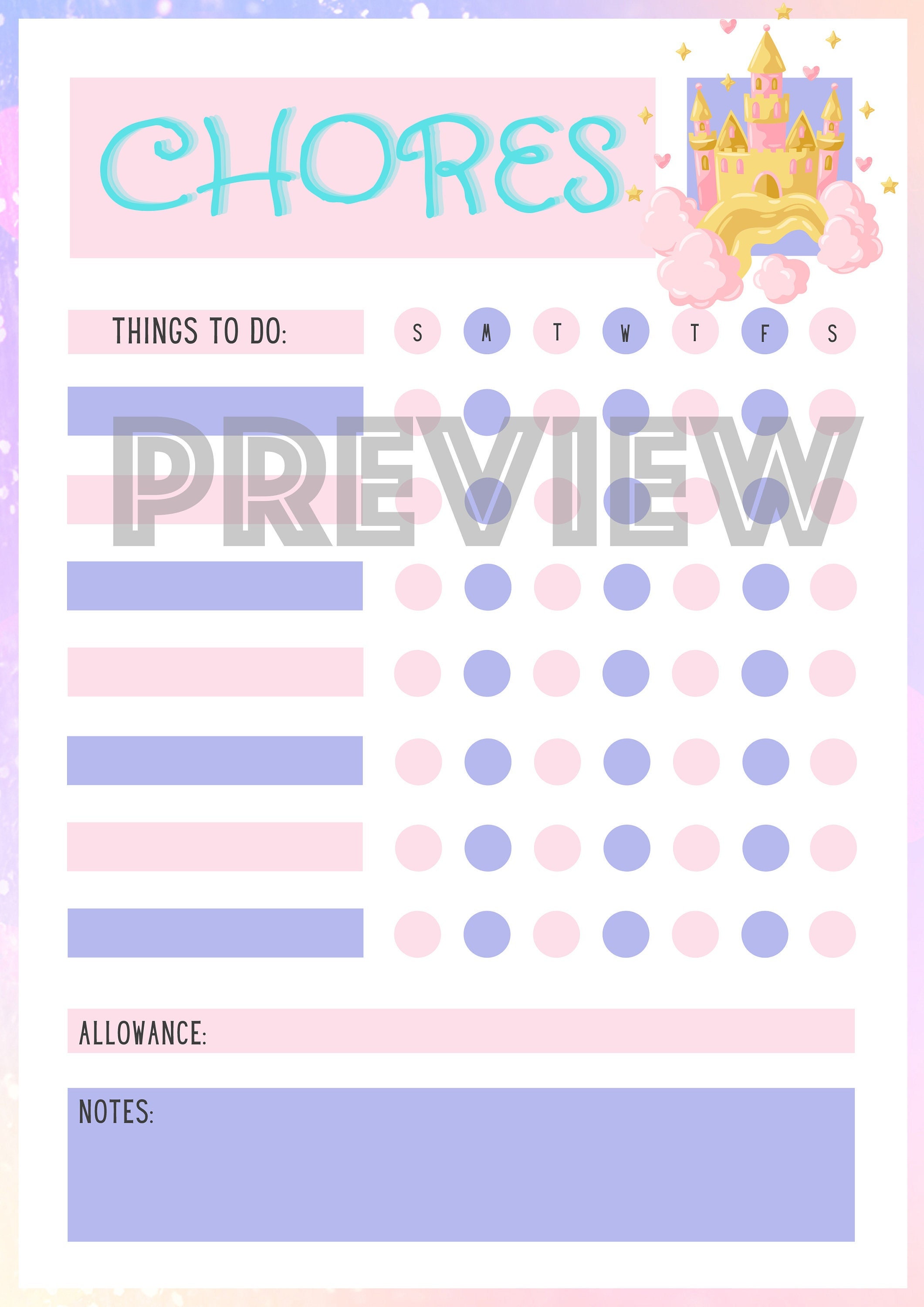 Princess Chore Chart - Etsy