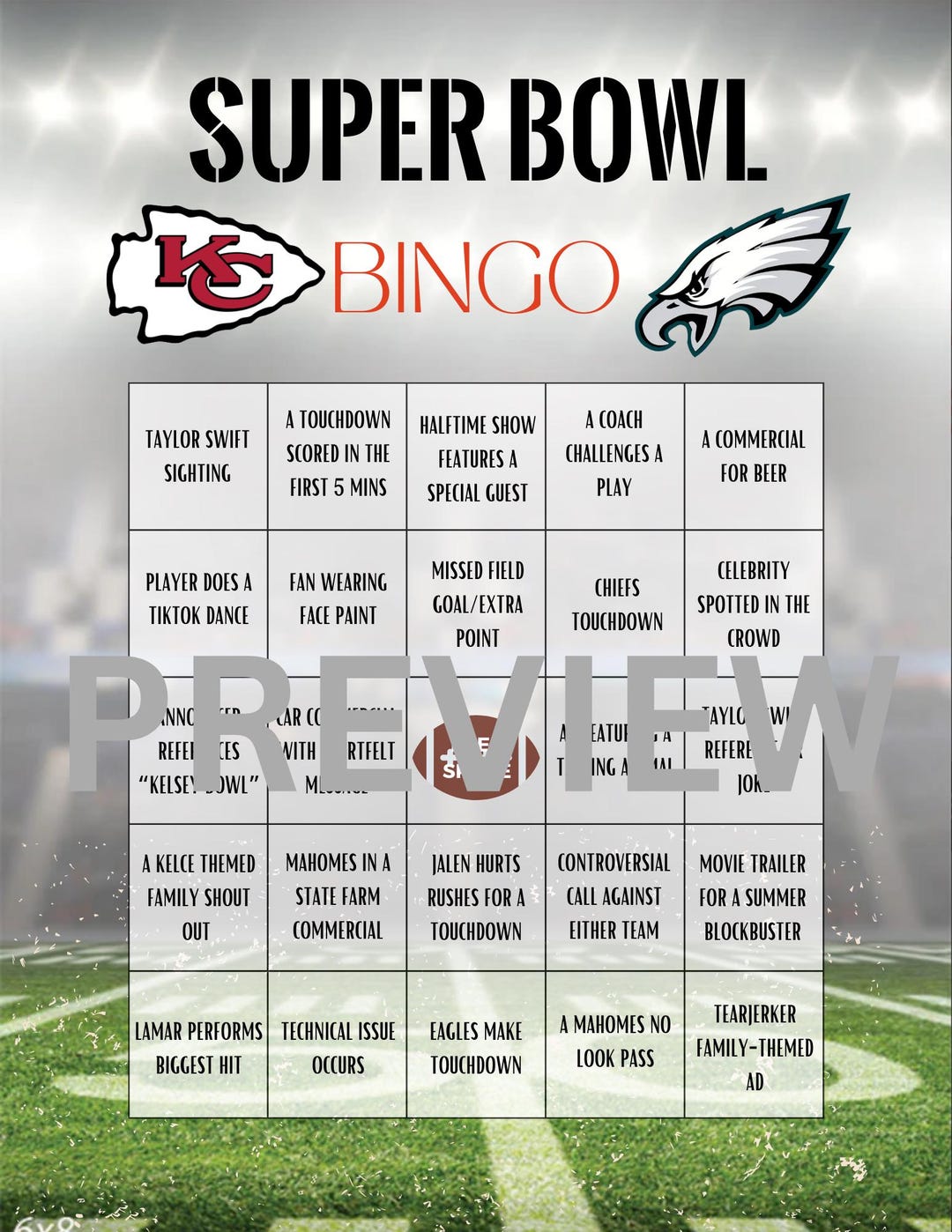 Super Football Bingo 2025 - Etsy
