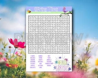 Spring Time Word Search Puzzle, Spring Word Seek, Spring Time Word ...
