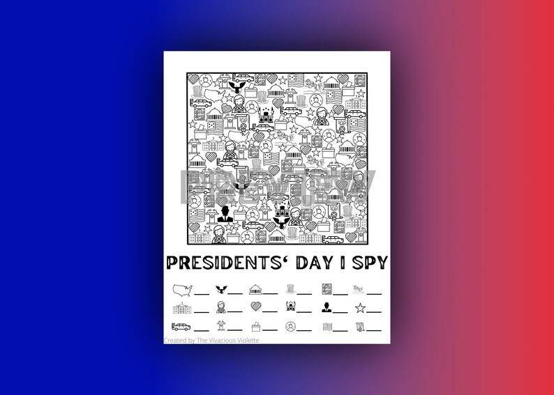Presidents' Day I Spy Game - Etsy