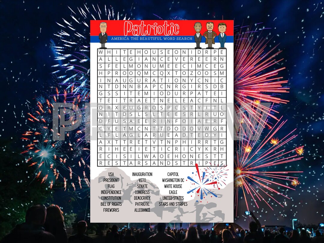 Patriotic Word Search - Etsy