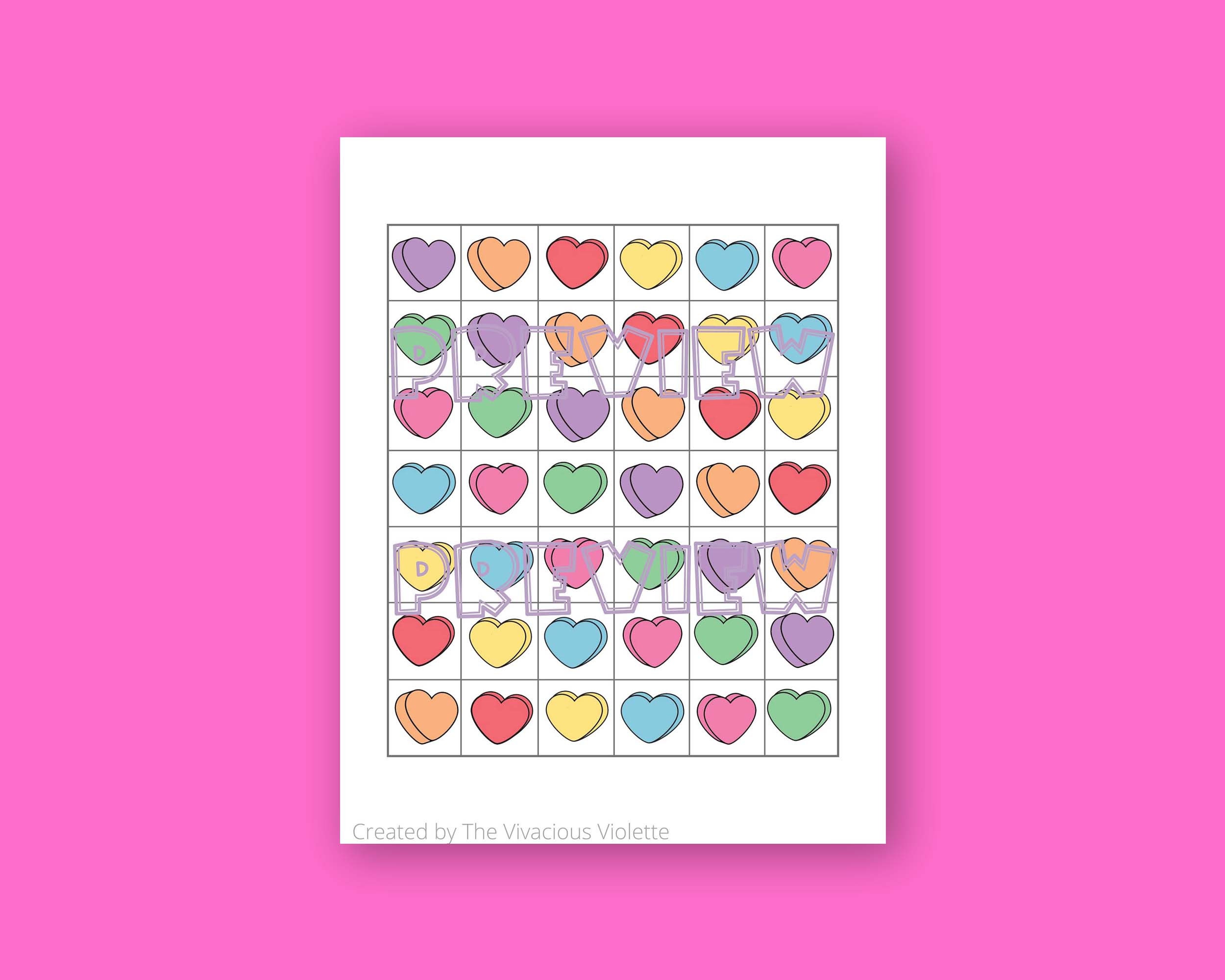 Conversation Hearts Bingo Game - Etsy