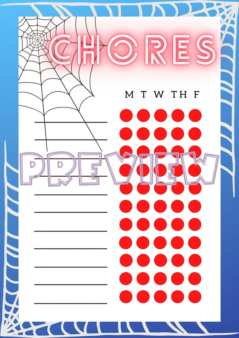 Spider Web Chore Chart - Etsy