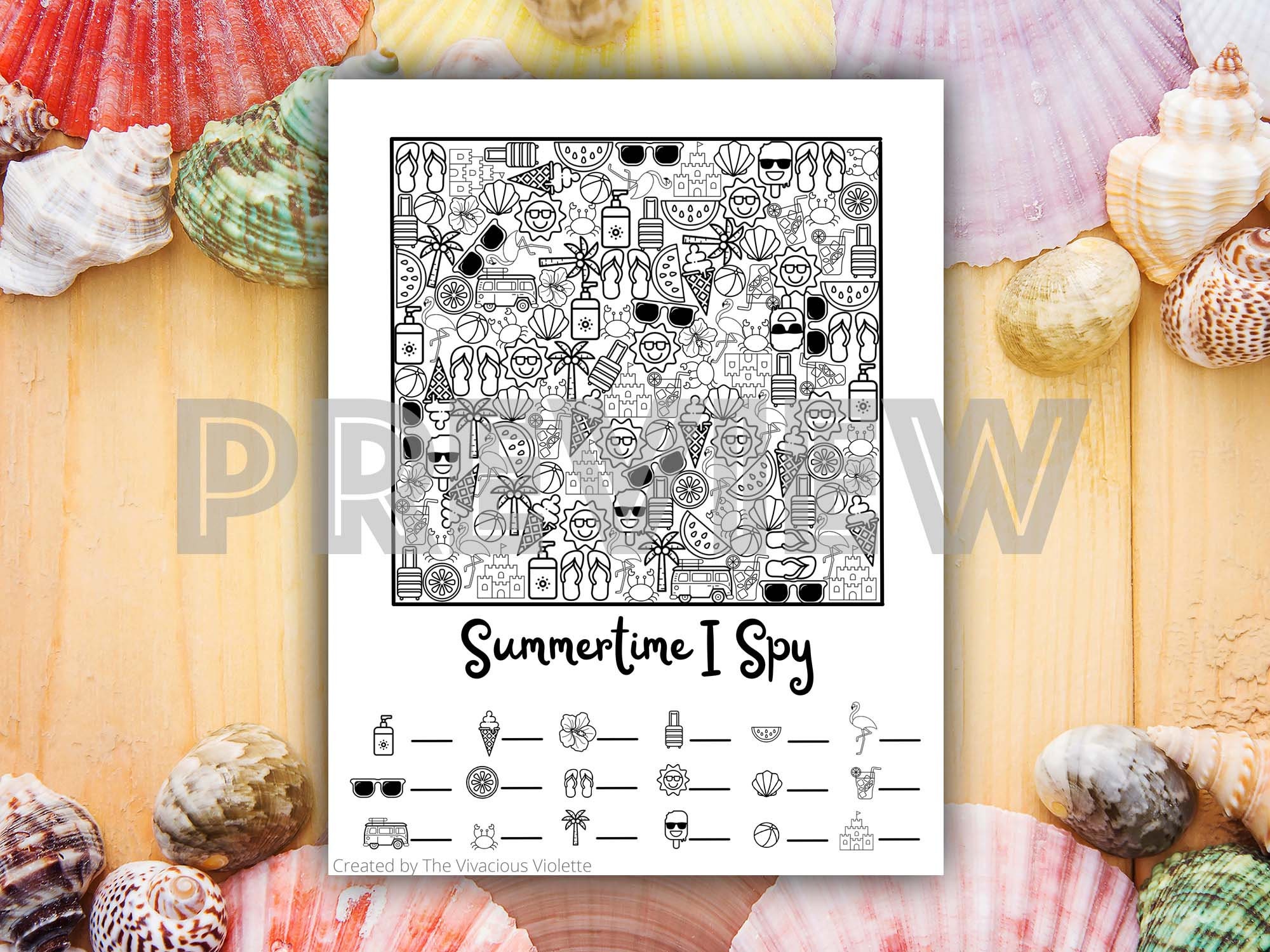 Summer Time I Spy Game - Etsy