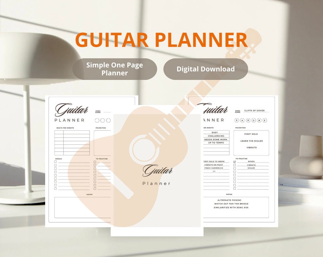 Guitar Practice Planner Printable Instant Download Practice Tracker PDF ...