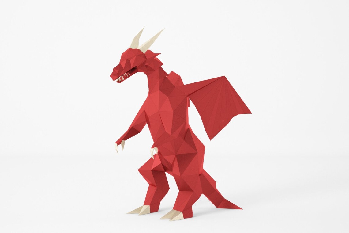 Red Dragon, Low Poly Papercraft, Gift,diy PDF - Etsy