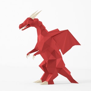 Red Dragon, Low Poly Papercraft, Gift,diy PDF - Etsy