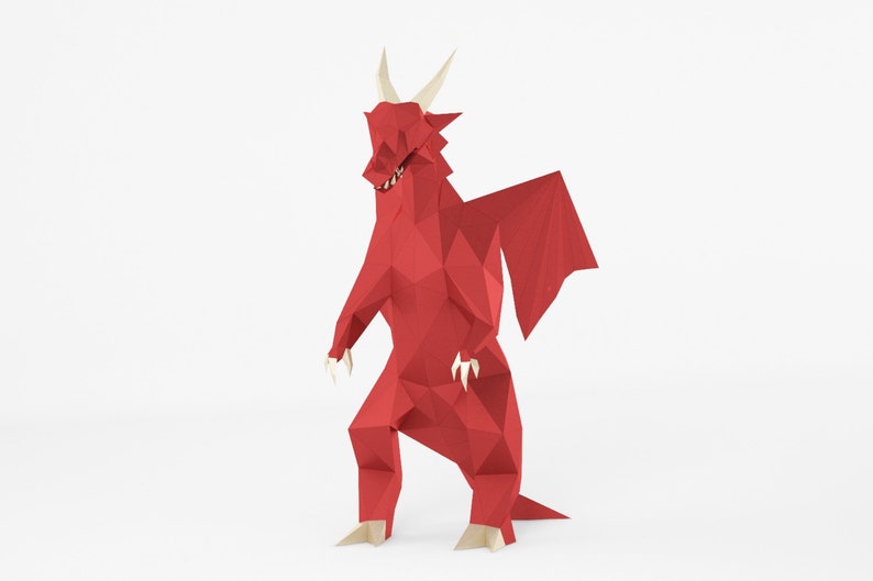 Red Dragon, Low Poly Papercraft, Gift,diy PDF - Etsy