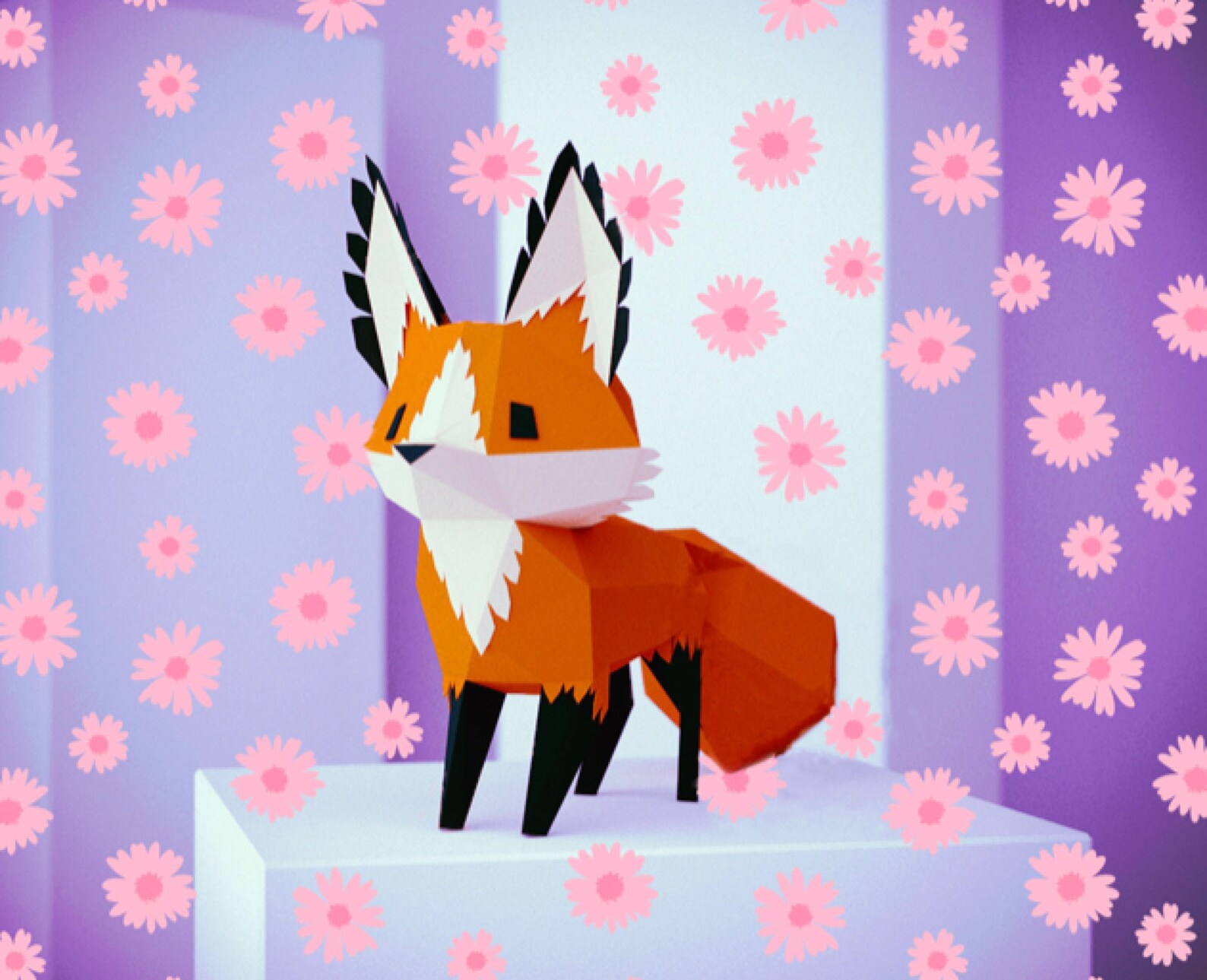 Fox, Low Poly Papercraft, Gift,diy PDF (300mm A4) - Etsy