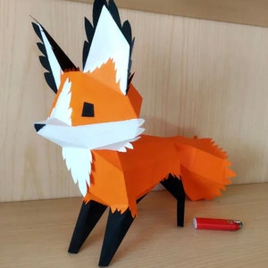 Fox, Low Poly Papercraft, Gift,diy PDF (300mm A4) - Etsy